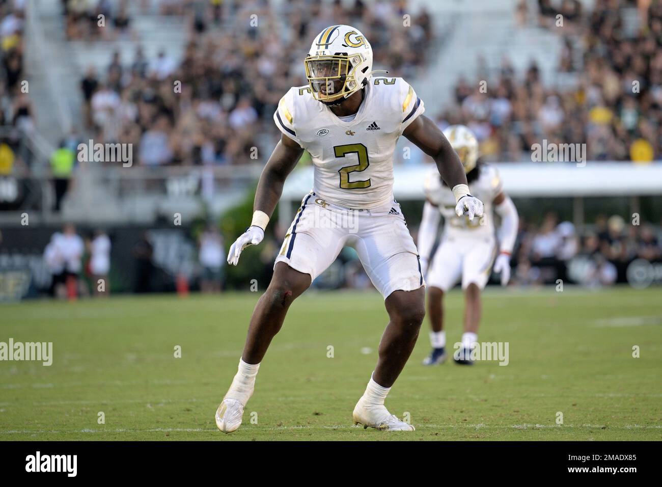 Georgia Tech linebacker Ayinde Eley (2) follows a play during the ...