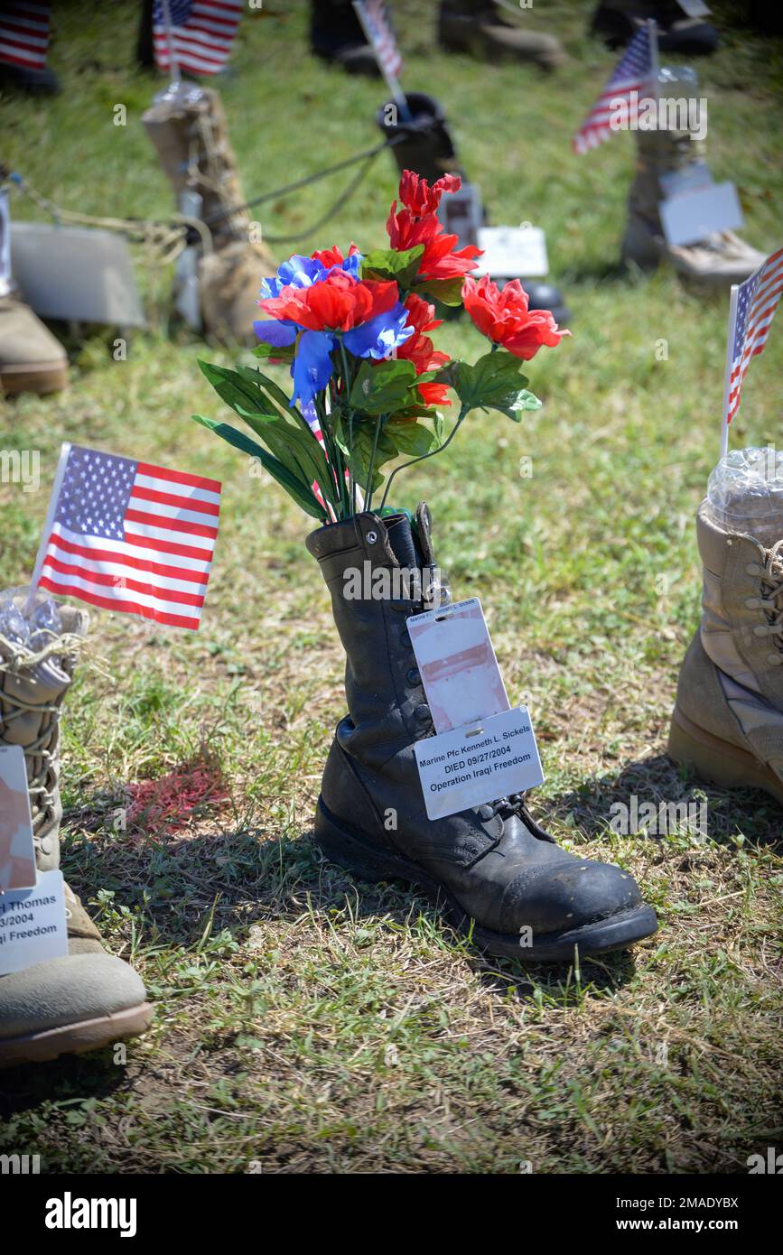 The boot for Marine Pfc. Kenneth L. Sickels is among hundreds during ...