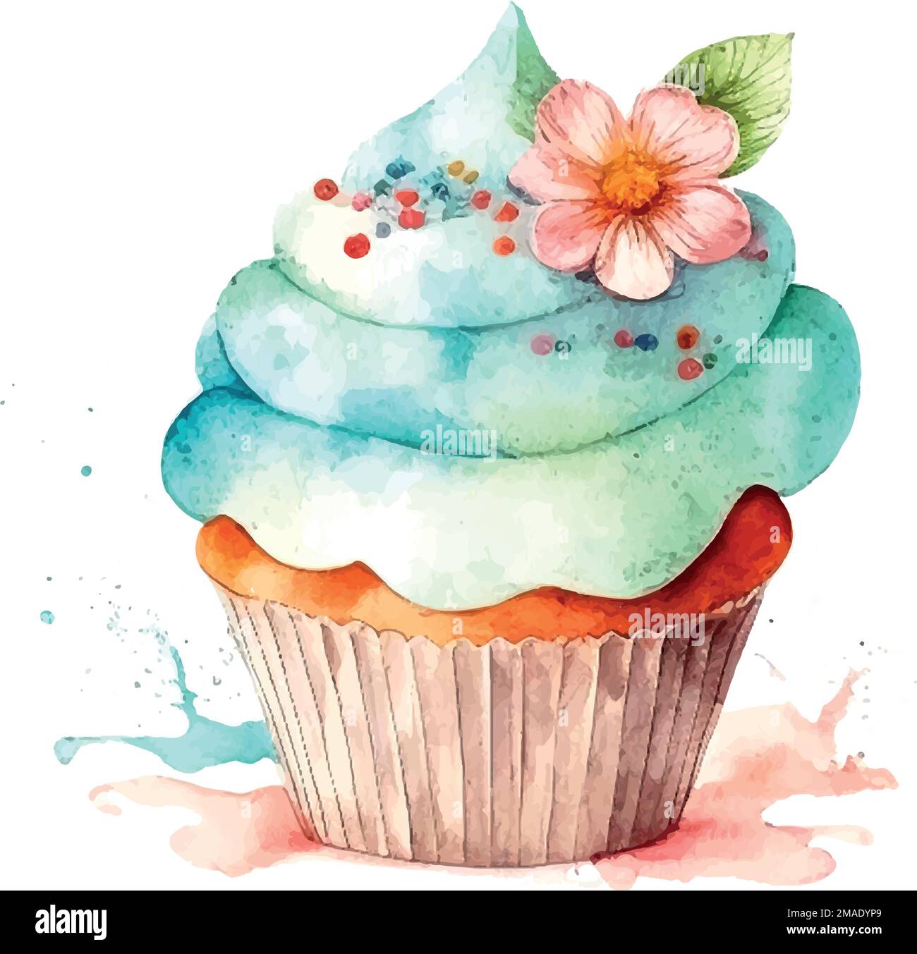 cupcake with cream. watercolor illustration Stock Vector Image & Art ...