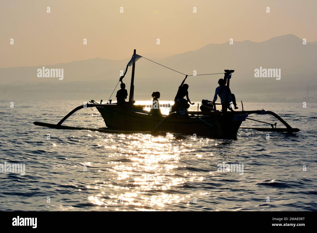 traditional Balinese boat, Dolphin watching in Lovina Beach, Bali ...