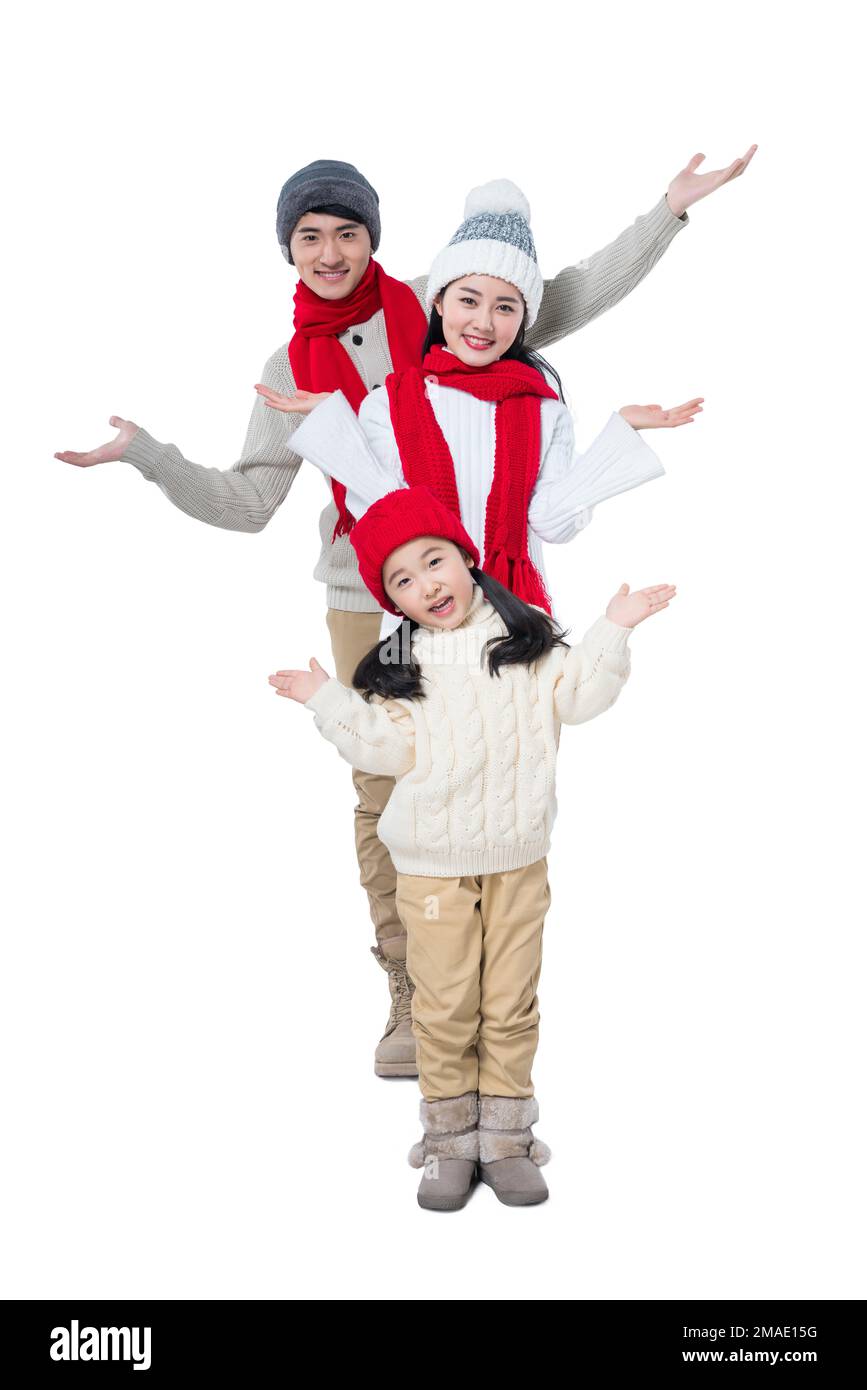 Happy family of three Stock Photo - Alamy