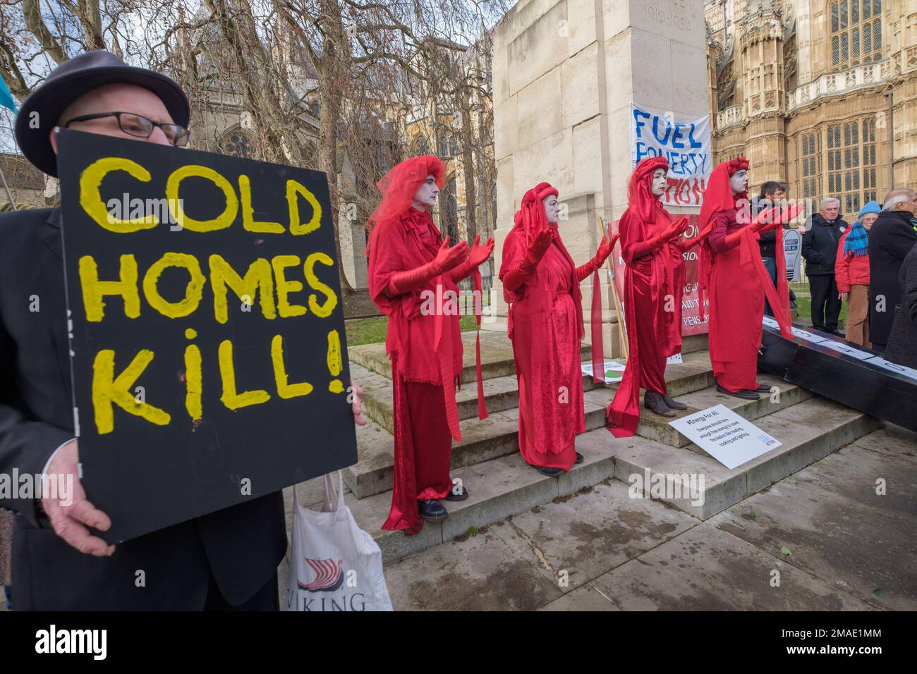 London, UK. 19 Jan 2023. XR Red Rebels.. Fuel Poverty Action, National ...