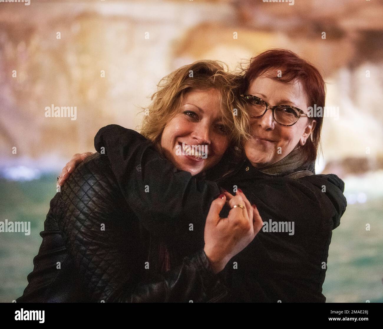 A Beautiful mother and daughter pose in front of the Trevi Fountain in ...
