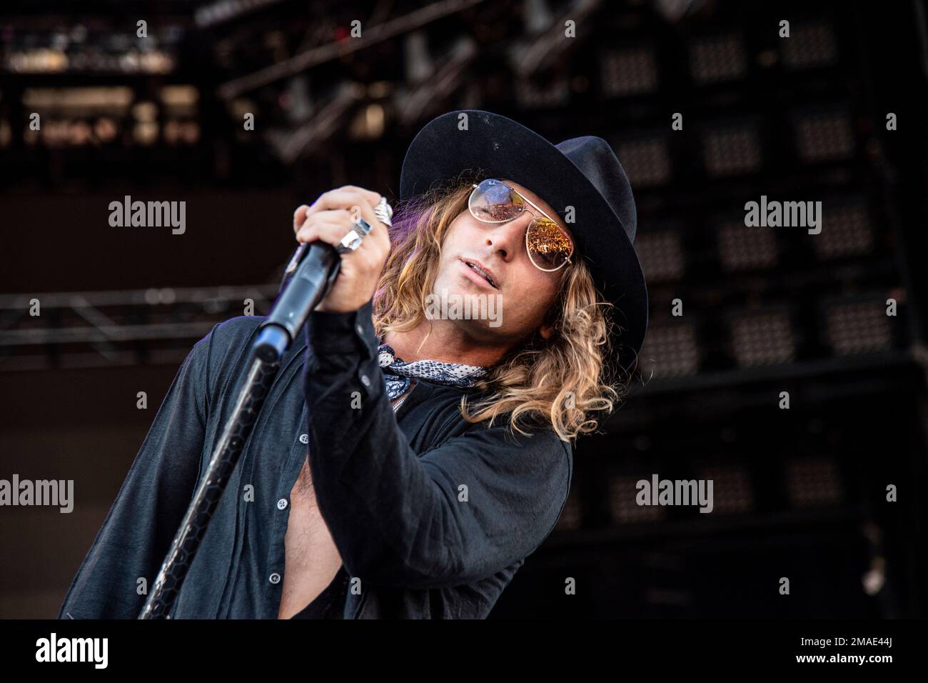 Marc Labelle of Dirty Honey performs at the Louder Than Life Music ...