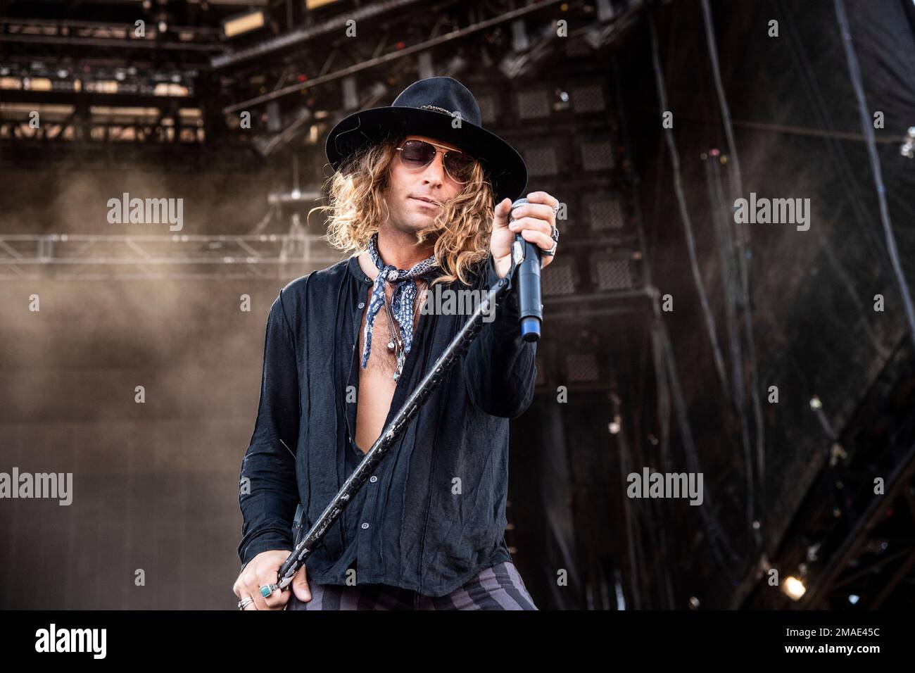 Marc Labelle of Dirty Honey performs at the Louder Than Life Music ...