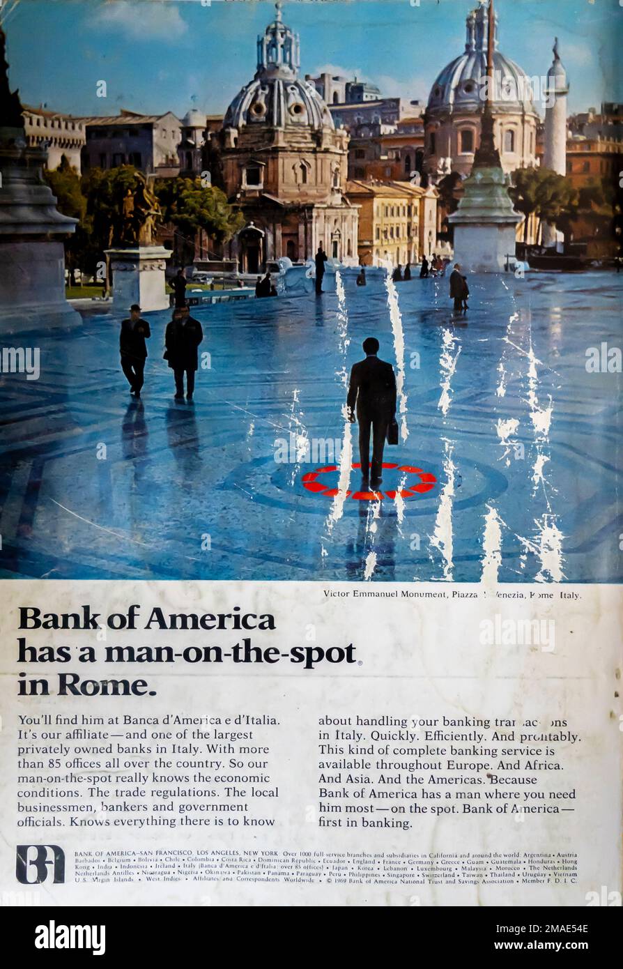 Bank of America BoA advert in a magazine 1970 Stock Photo - Alamy