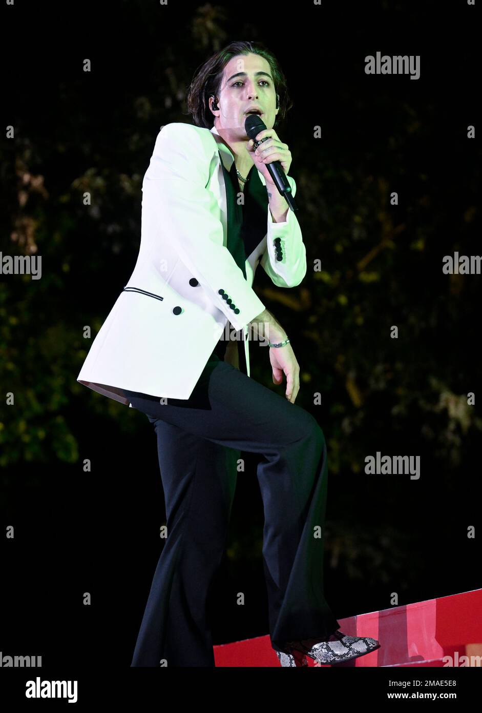 Singer Damiano David of Måneskin performs during the Global Citizen ...