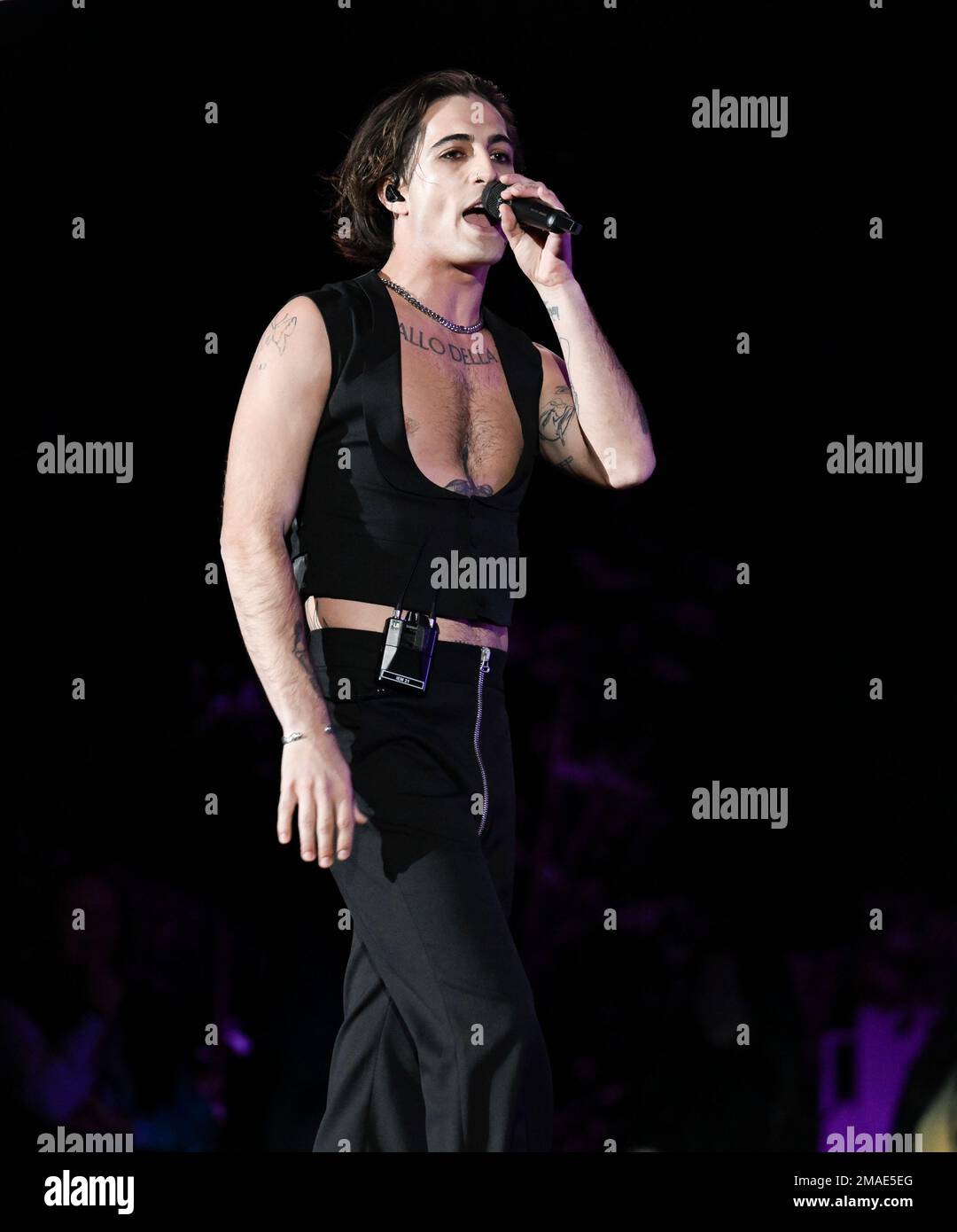 Singer Damiano David of Måneskin performs during the Global Citizen ...