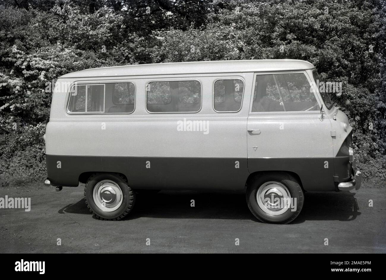 1957, historical, side view of a Ford Thames 400E (15 cwt ) minibus or ...