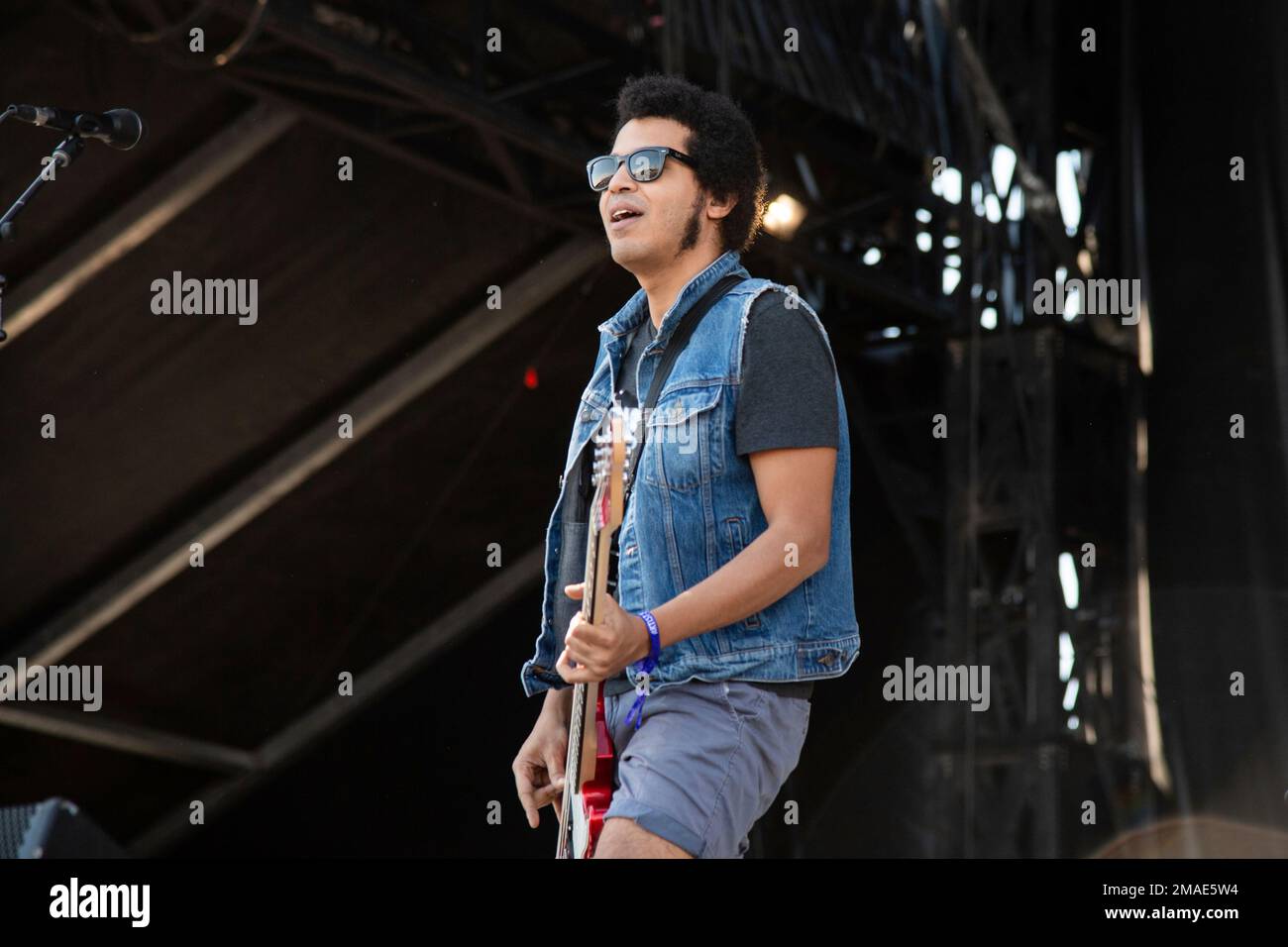 Isaiah Radke of Radkey performs at the Louder Than Life Music Festival ...