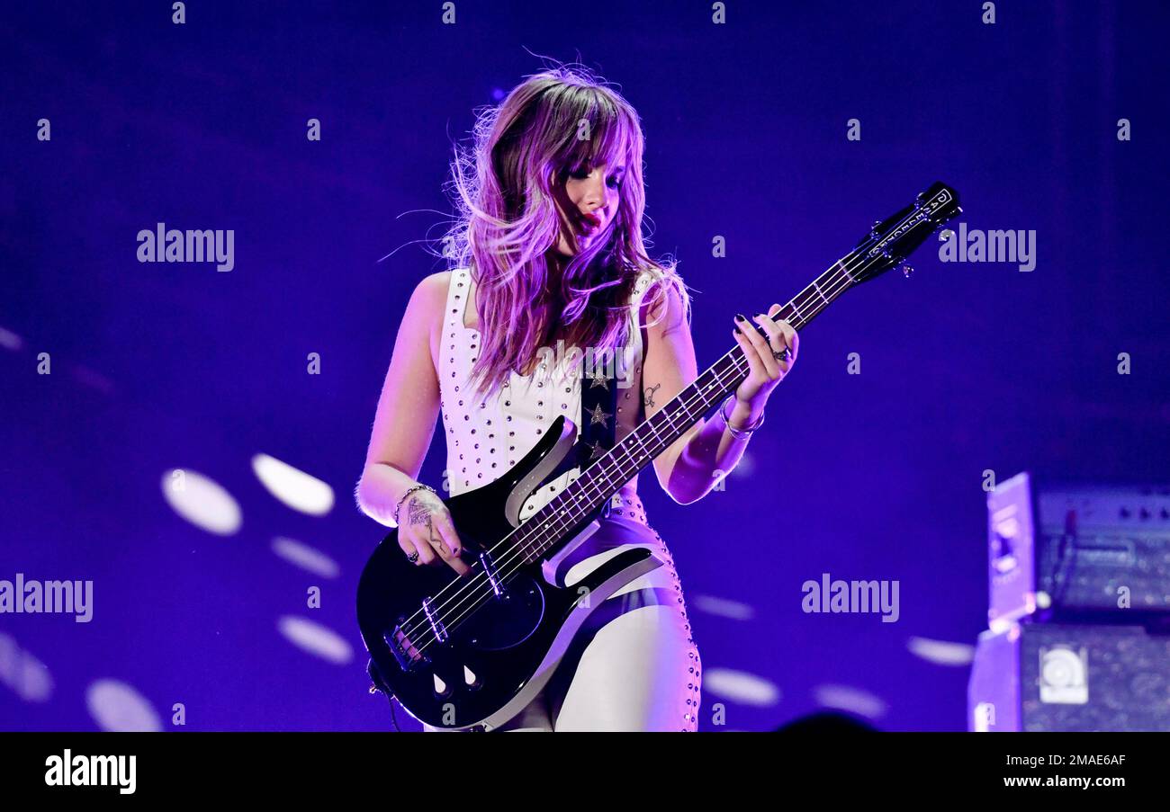 Victoria De Angelis of Måneskin performs during the Global Citizen ...