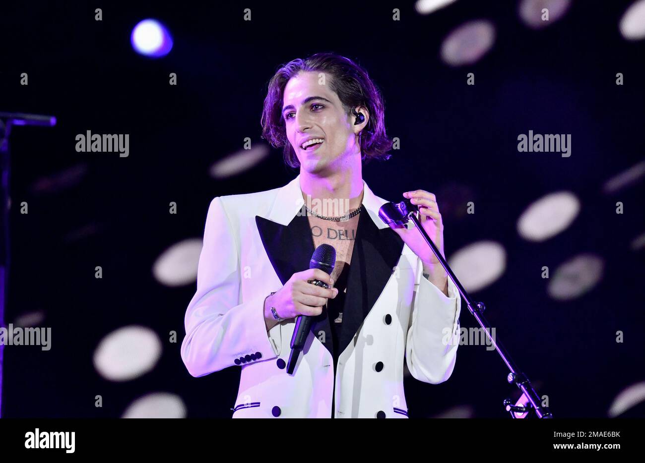 Singer Damiano David of Måneskin performs during the Global Citizen ...