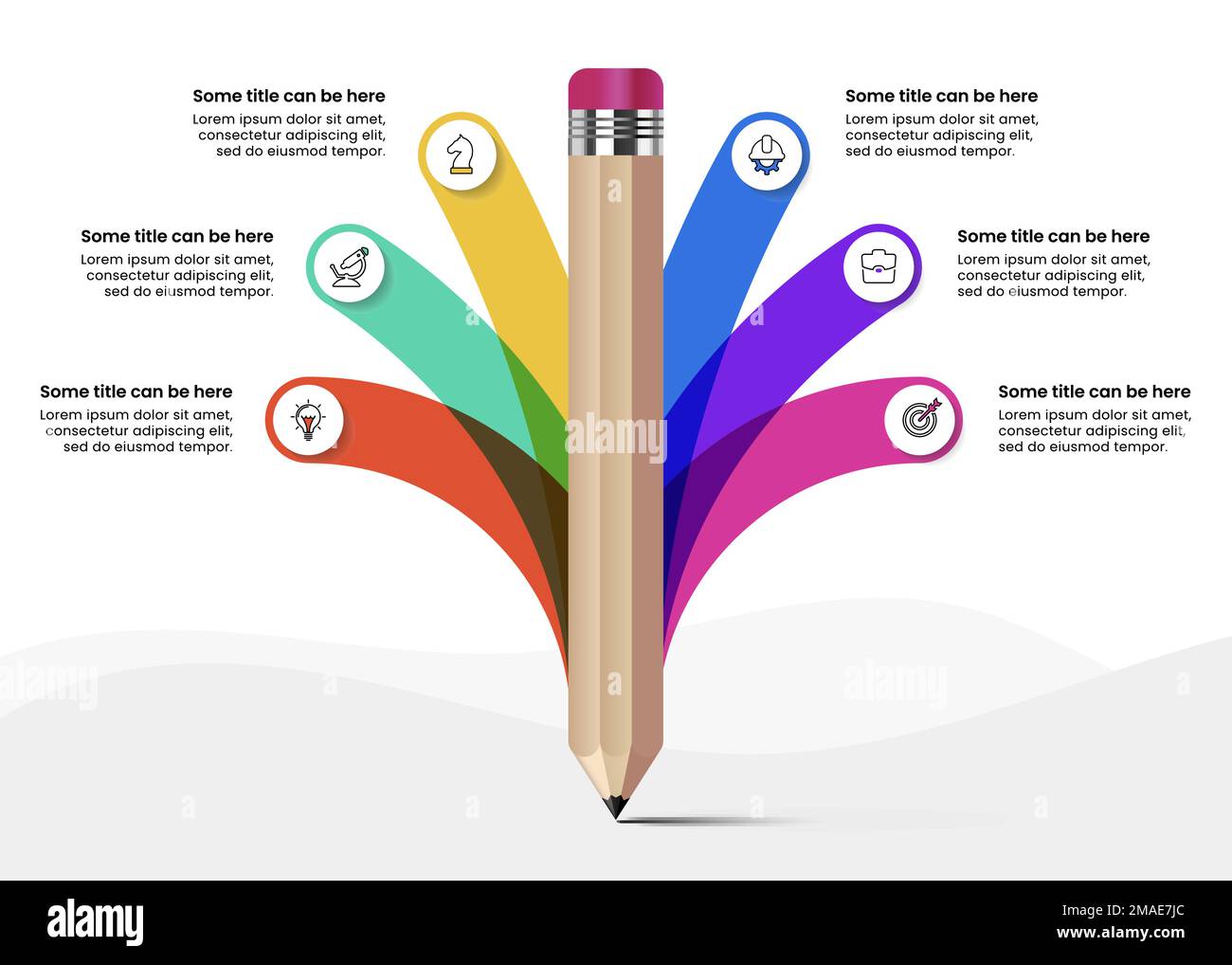 Infographic template with icons and 6 options or steps. Pencil. Can be ...