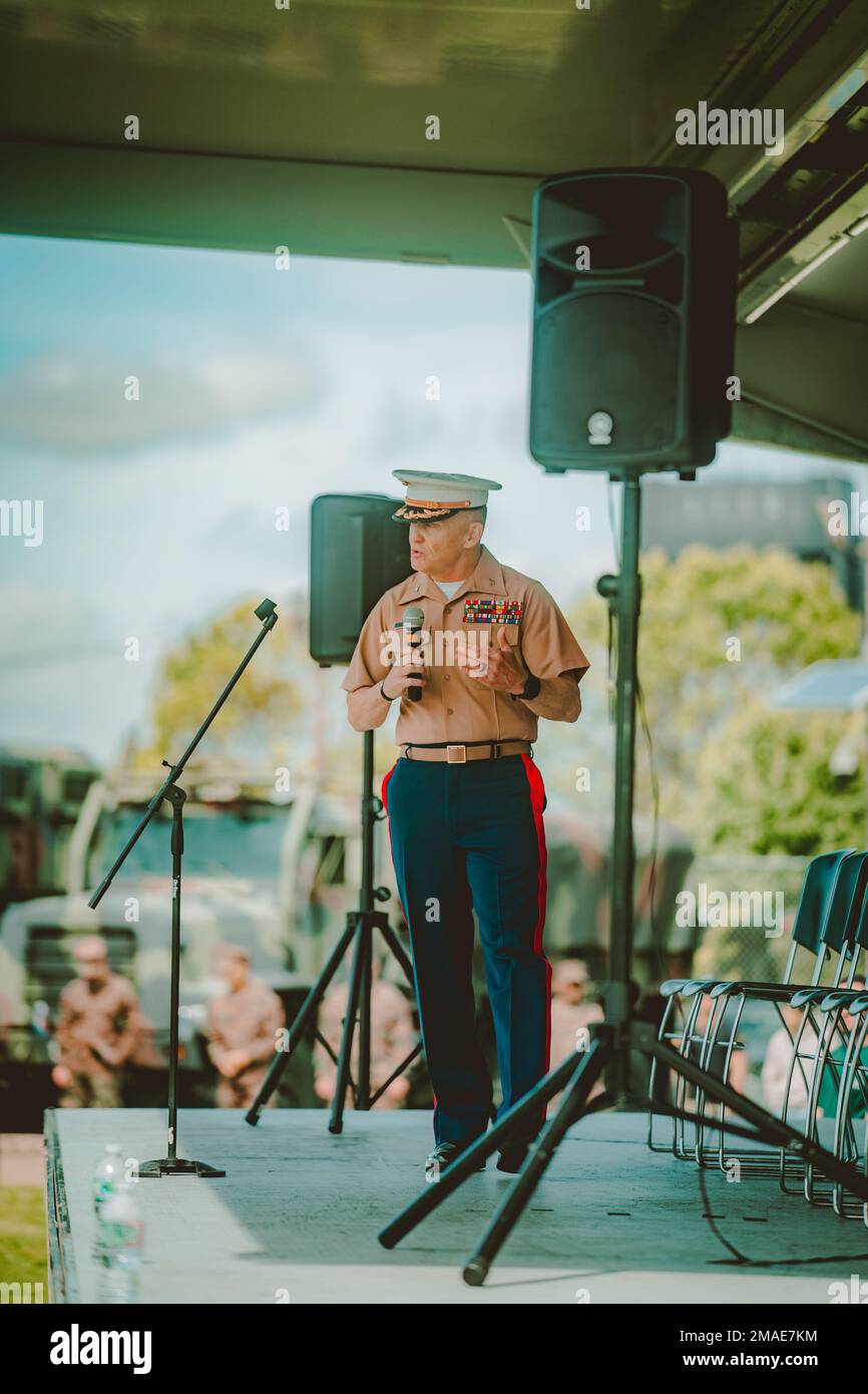 U.S. Marine Corps Col. Phillip Ash speaks to the attendees of Fleet ...