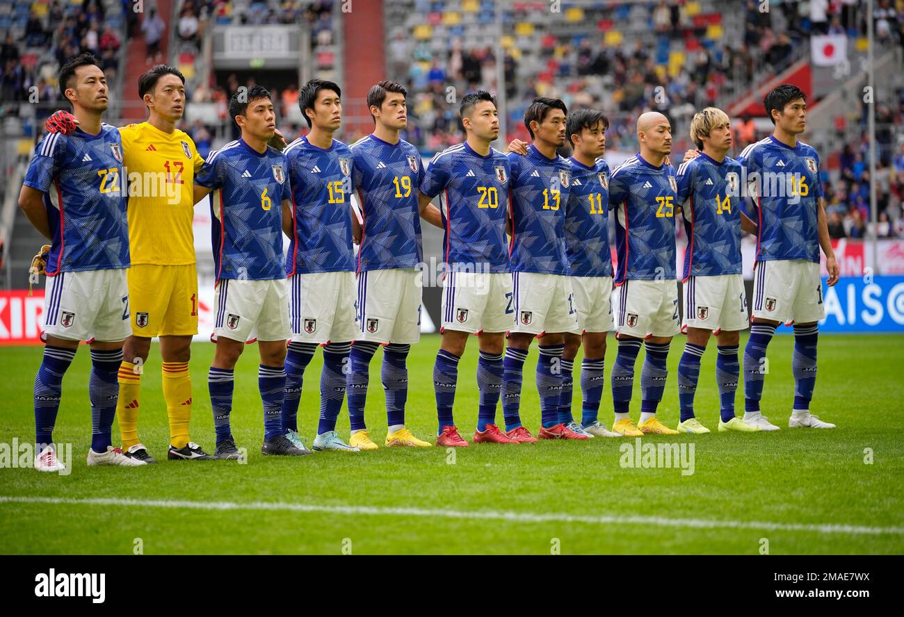 Team Japan is pictured prior the international friendly soccer match ...