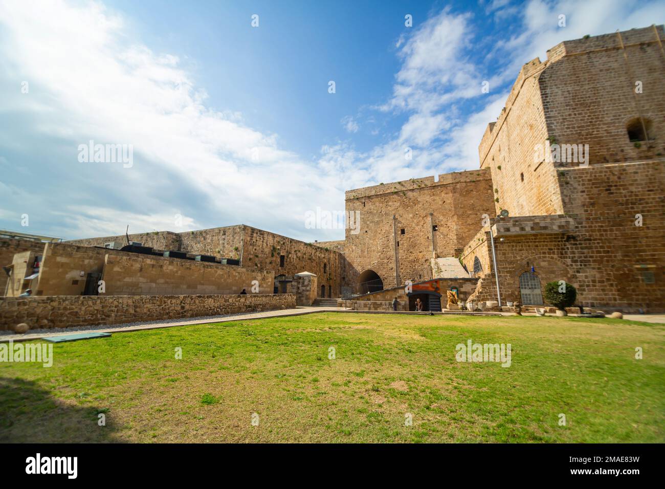 Fort in the city of Akko, medieval buildings made of stone Stock Photo ...