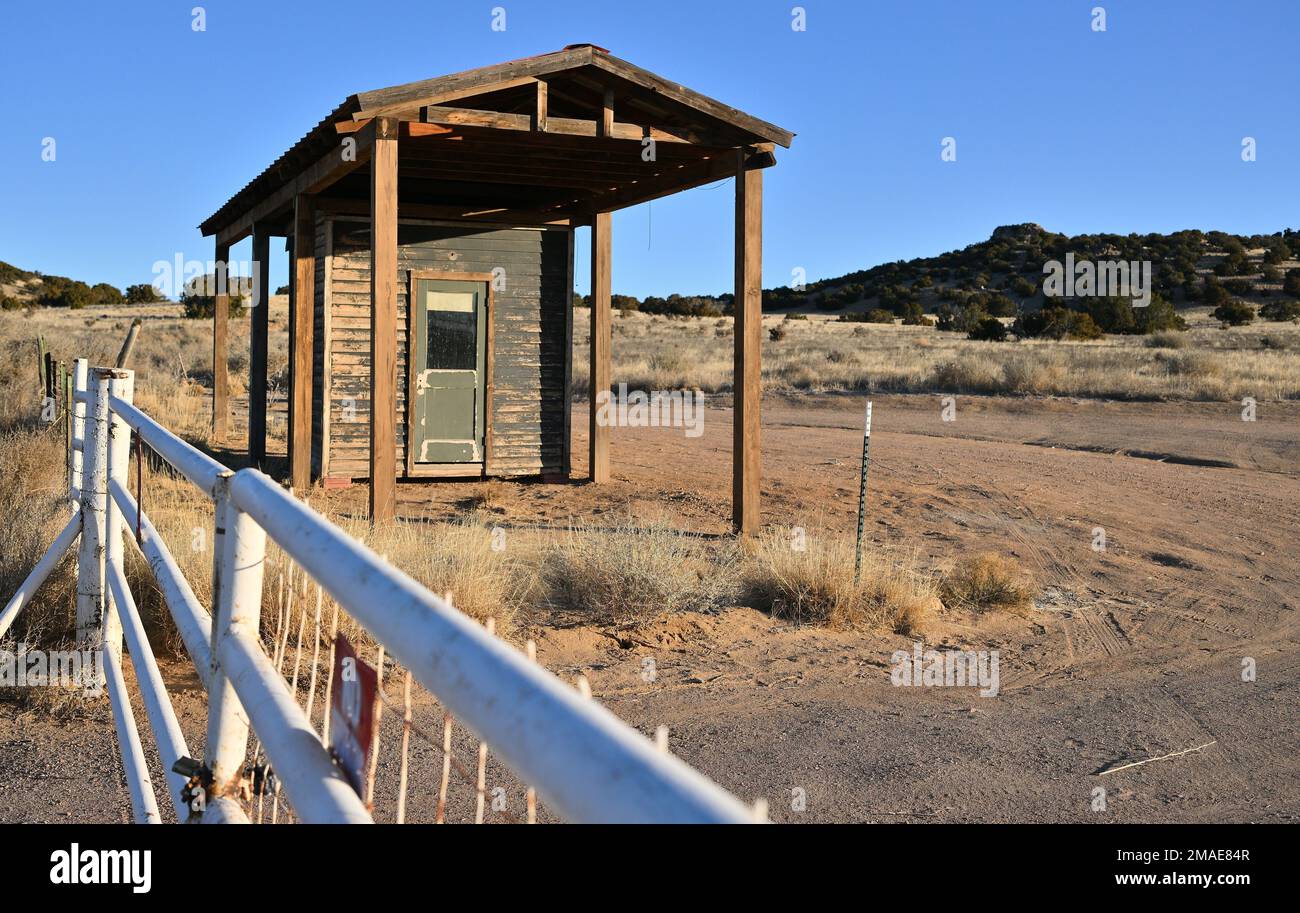 An exterior view shows the entrance to the Bonanza Creek Ranch on ...