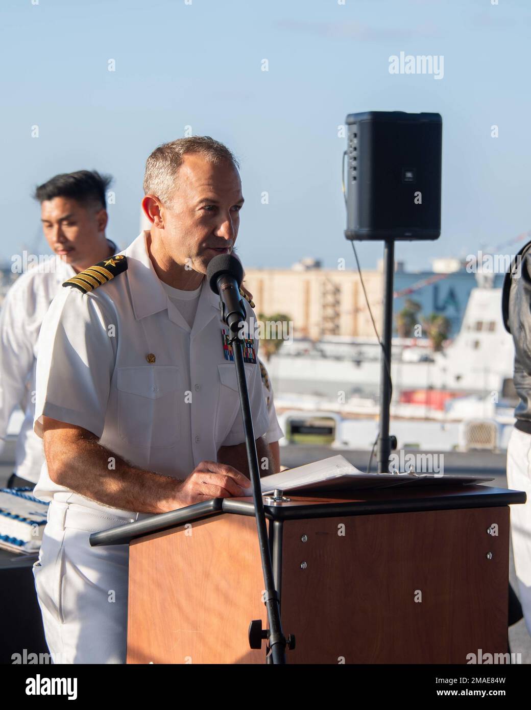 LOS ANGELES (May 26, 2022) Capt. Aaron Taylor, commanding officer of ...