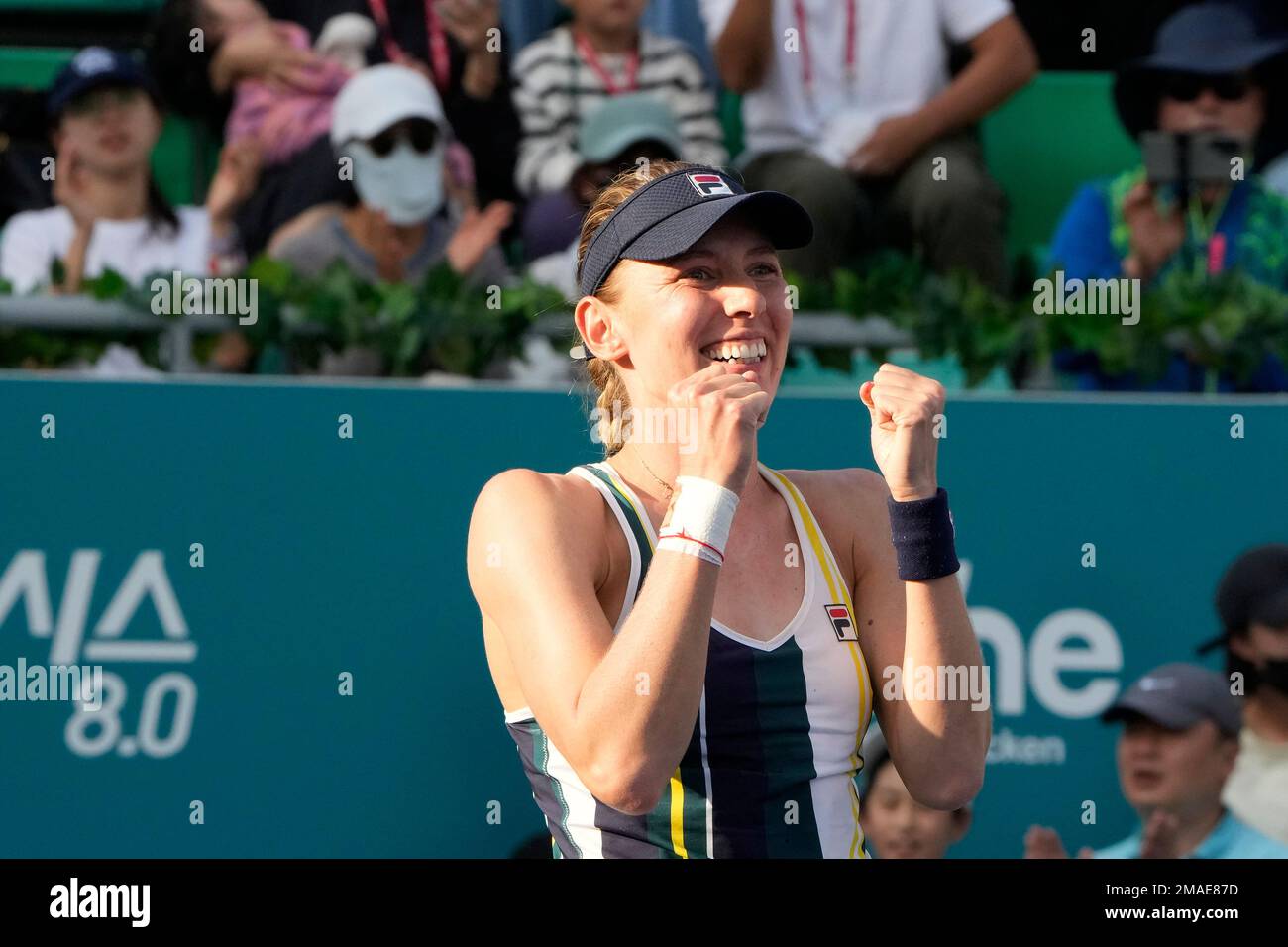 Ekaterina Alexandrova of Russia reacts after winning against Jelena ...
