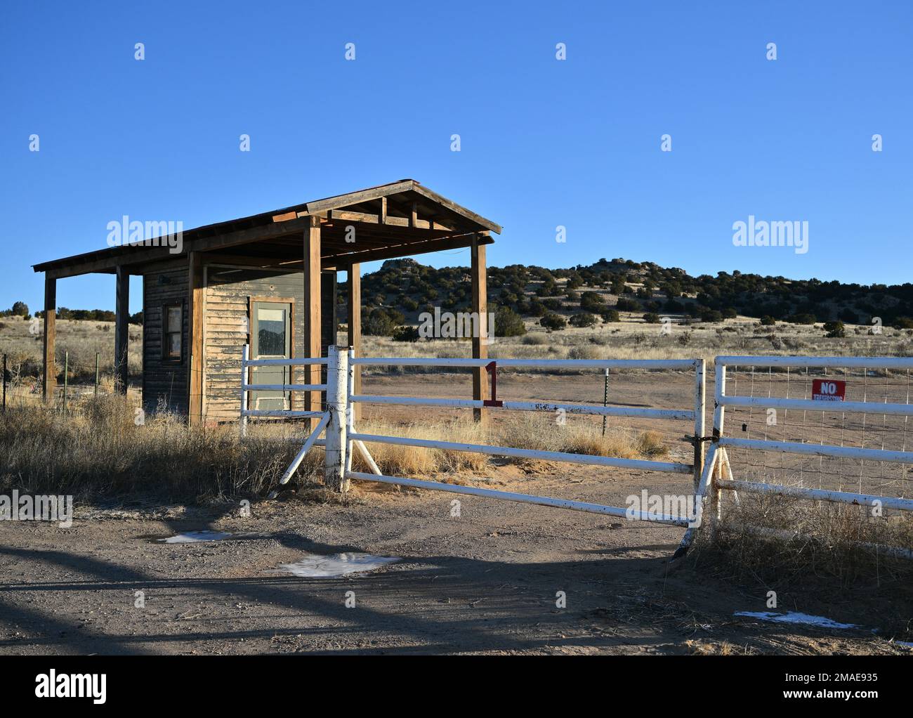An exterior view shows the entrance to the Bonanza Creek Ranch on ...