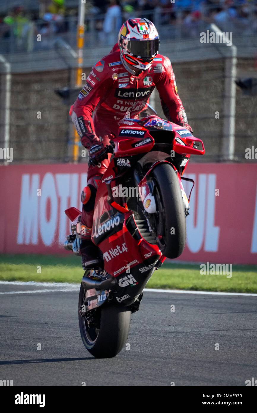Australian rider Jack Miller of the Ducati Lenovo Team crossing finish ...