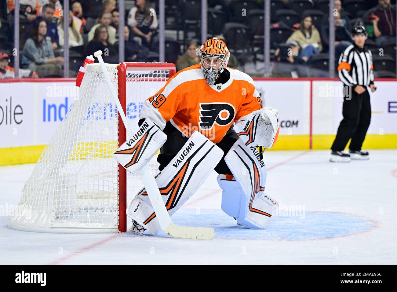 Philadelphia Flyers goaltender Troy Grosenick in action during a ...