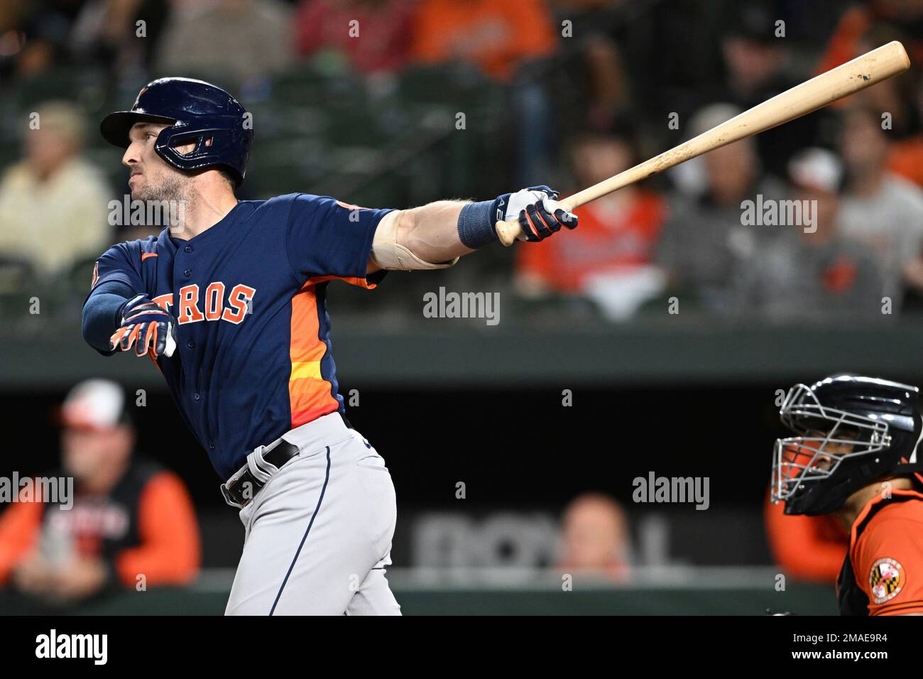Houston Astros' Alex Bregmman at bat against the Baltimore Orioles a ...