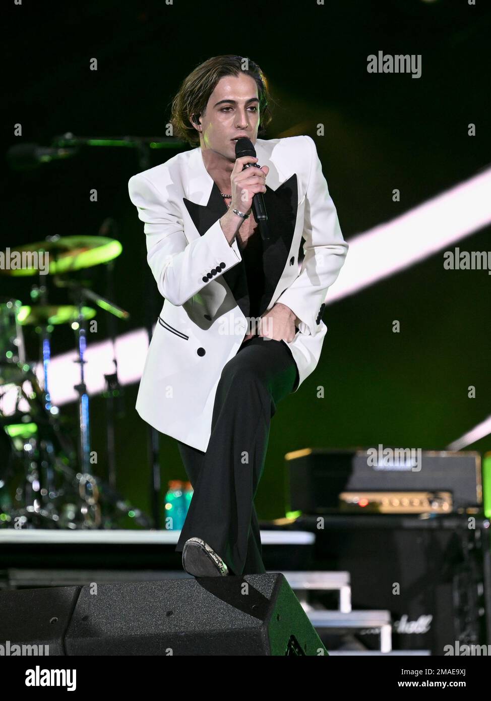 Singer Damiano David of Måneskin performs during the Global Citizen ...