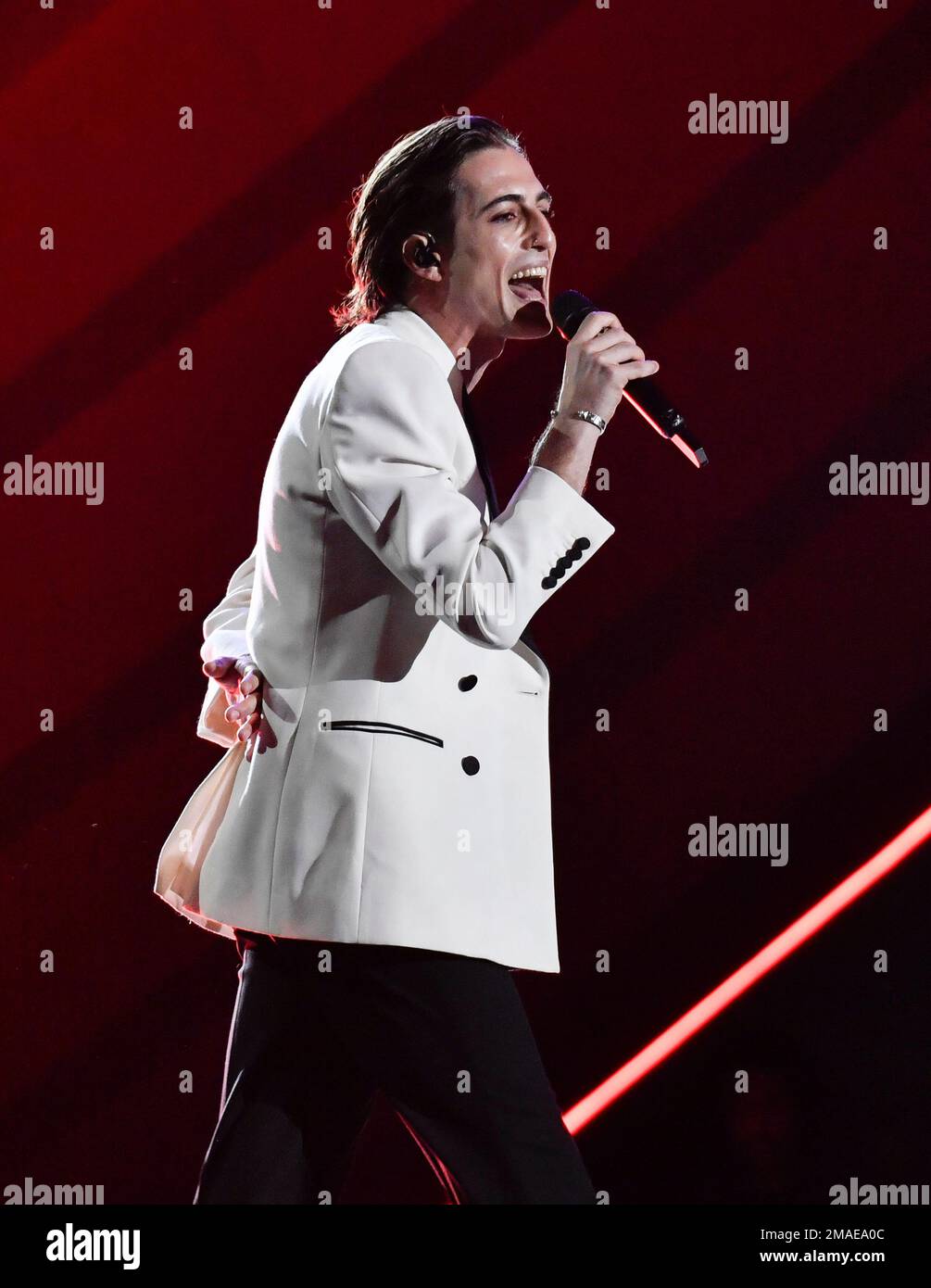 Singer Damiano David of Måneskin performs during the Global Citizen ...