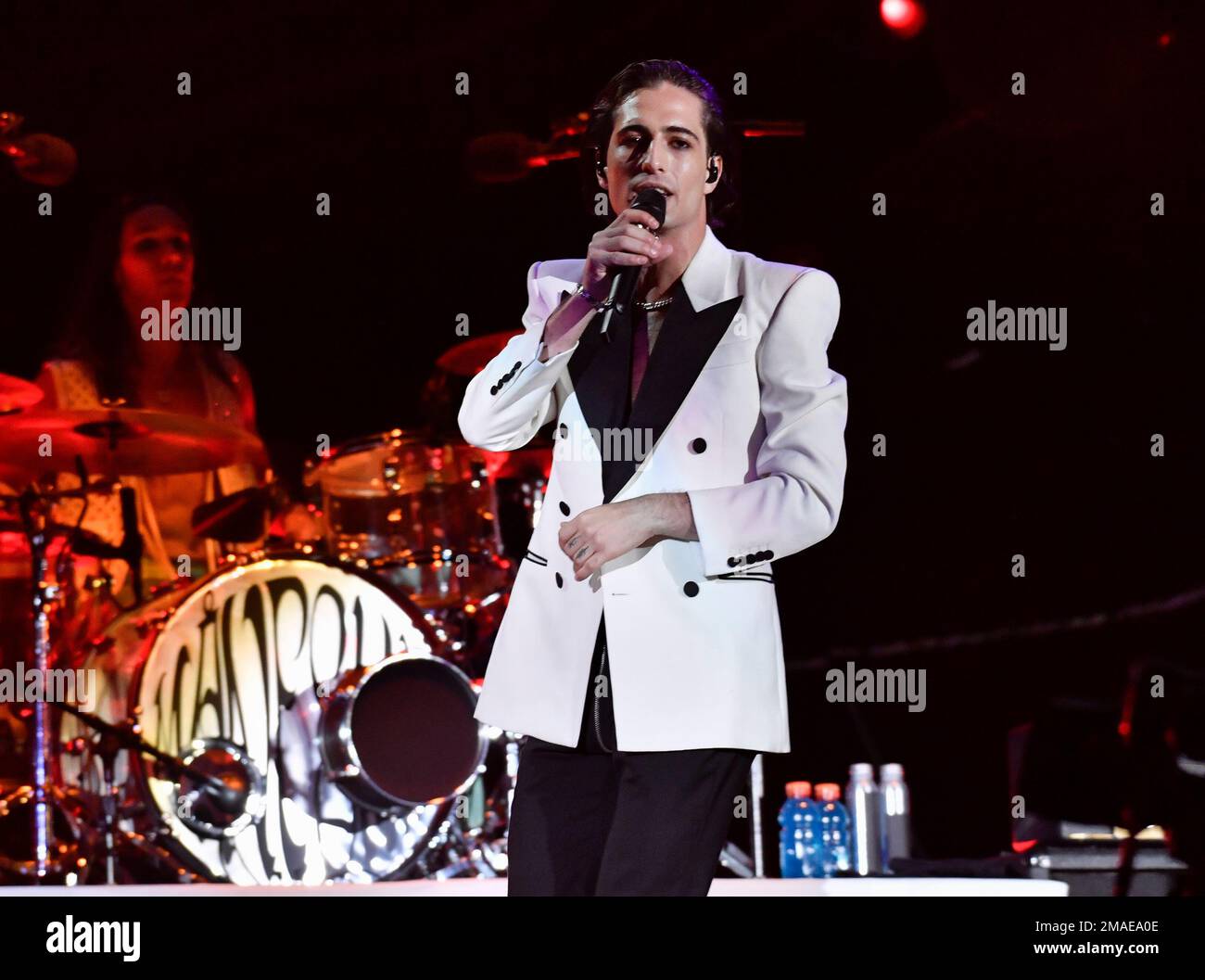 Singer Damiano David of Måneskin performs during the Global Citizen ...