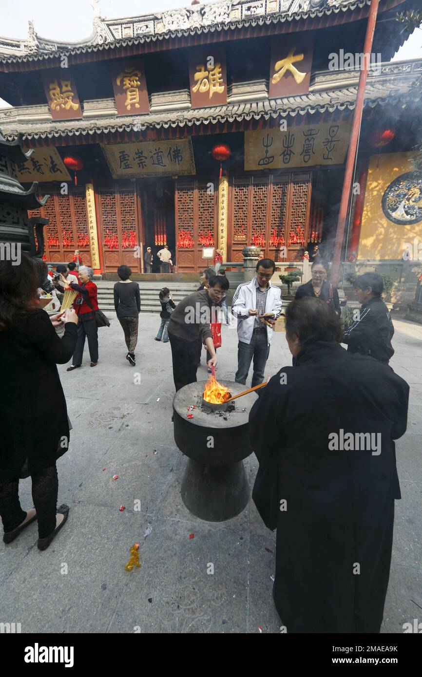 Shanghai, China, the Jade Buddha temple Shanghai inner courtyard Stock ...