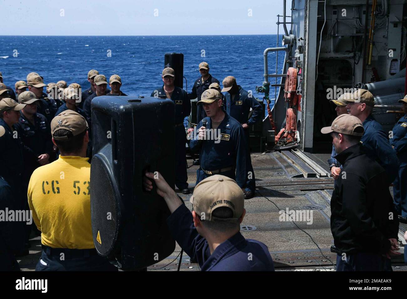PHILIPPINE SEA (May 27, 2022) Commanding Officer Capt. Brandon Burkett ...