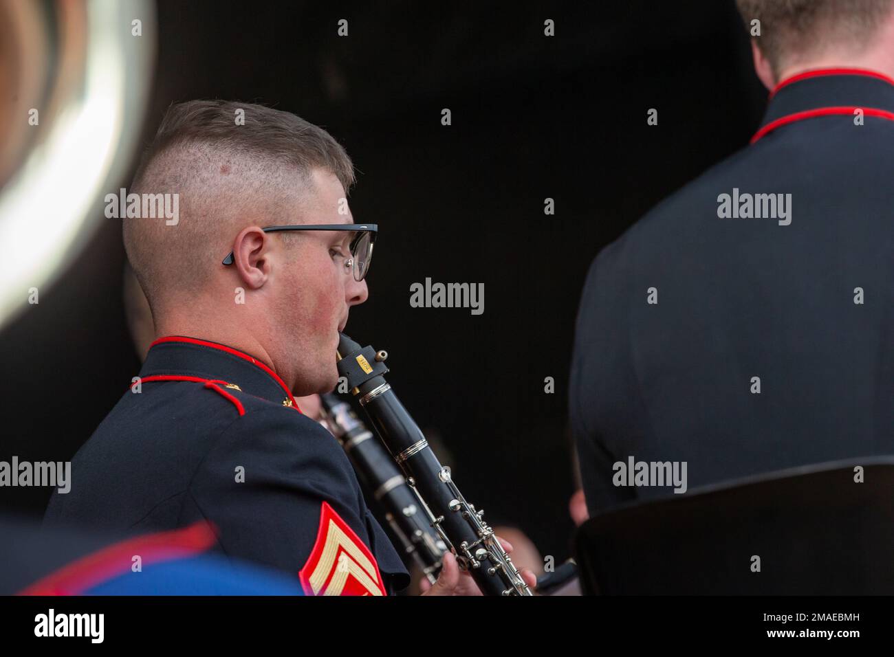 U.S. Marine Corps Cpl. Jordan Edwards, a clarinet instrumentalist, with ...