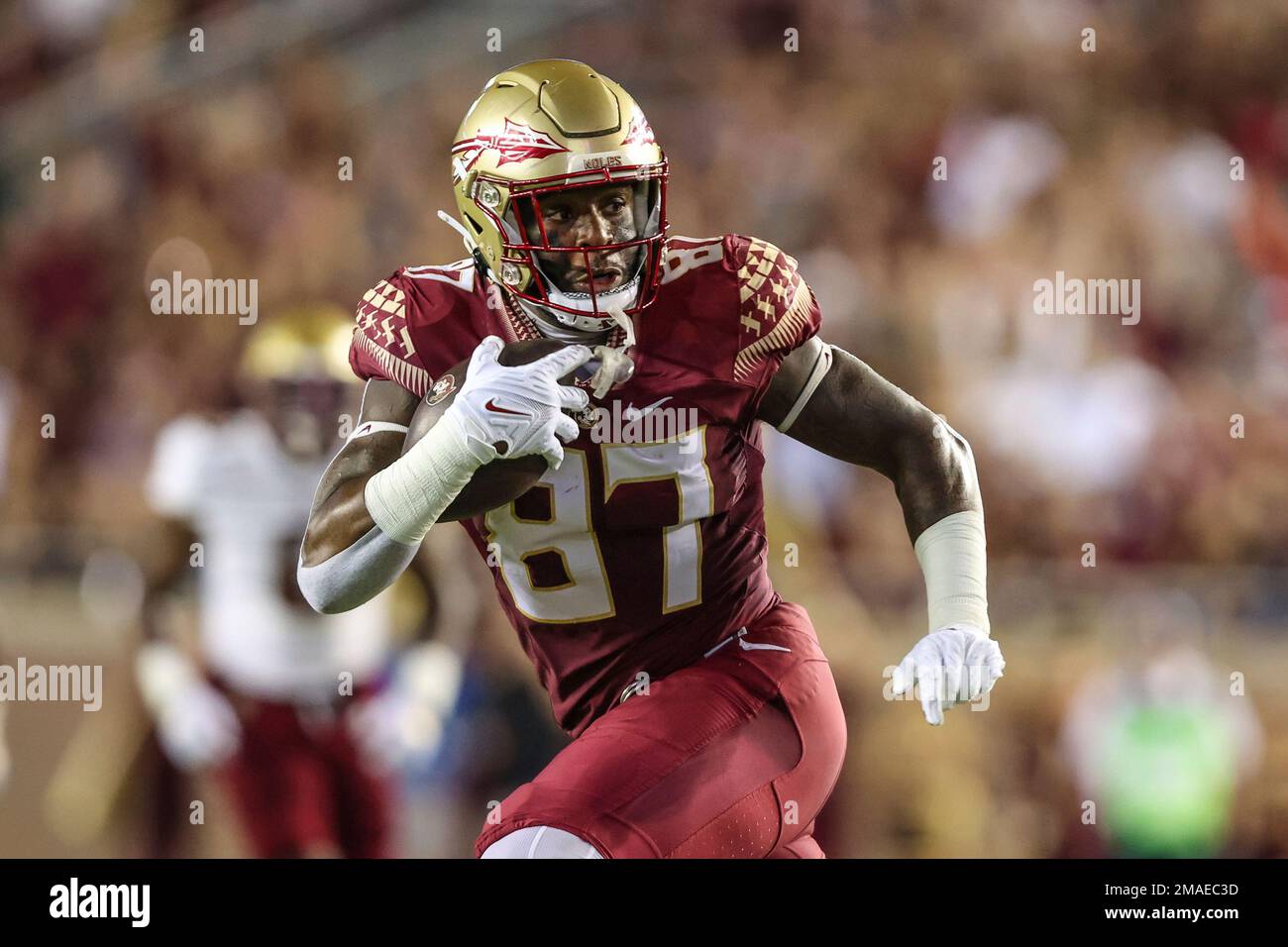 Florida State tight end Camren McDonald (87) runs the ball after a ...