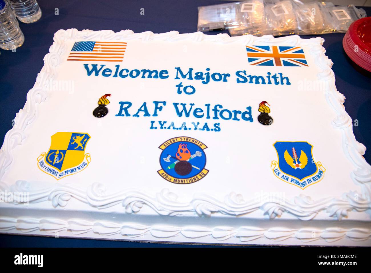 A cake welcoming Maj. Preston Smith, 420th Munitions Squadron incoming ...