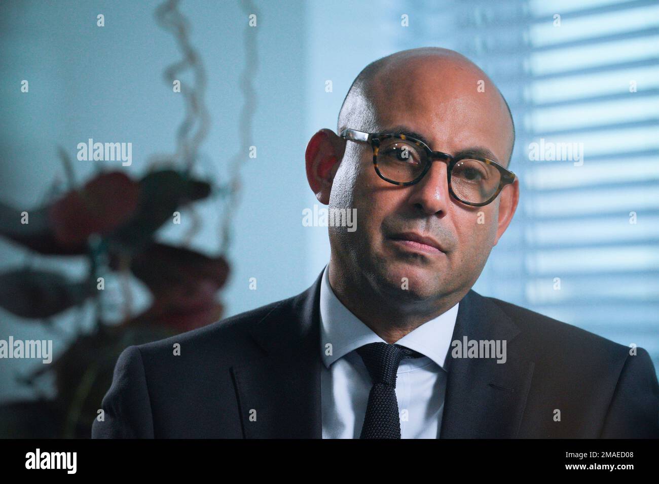Simon Stiell sits for an interview to discuss his new role as the ...