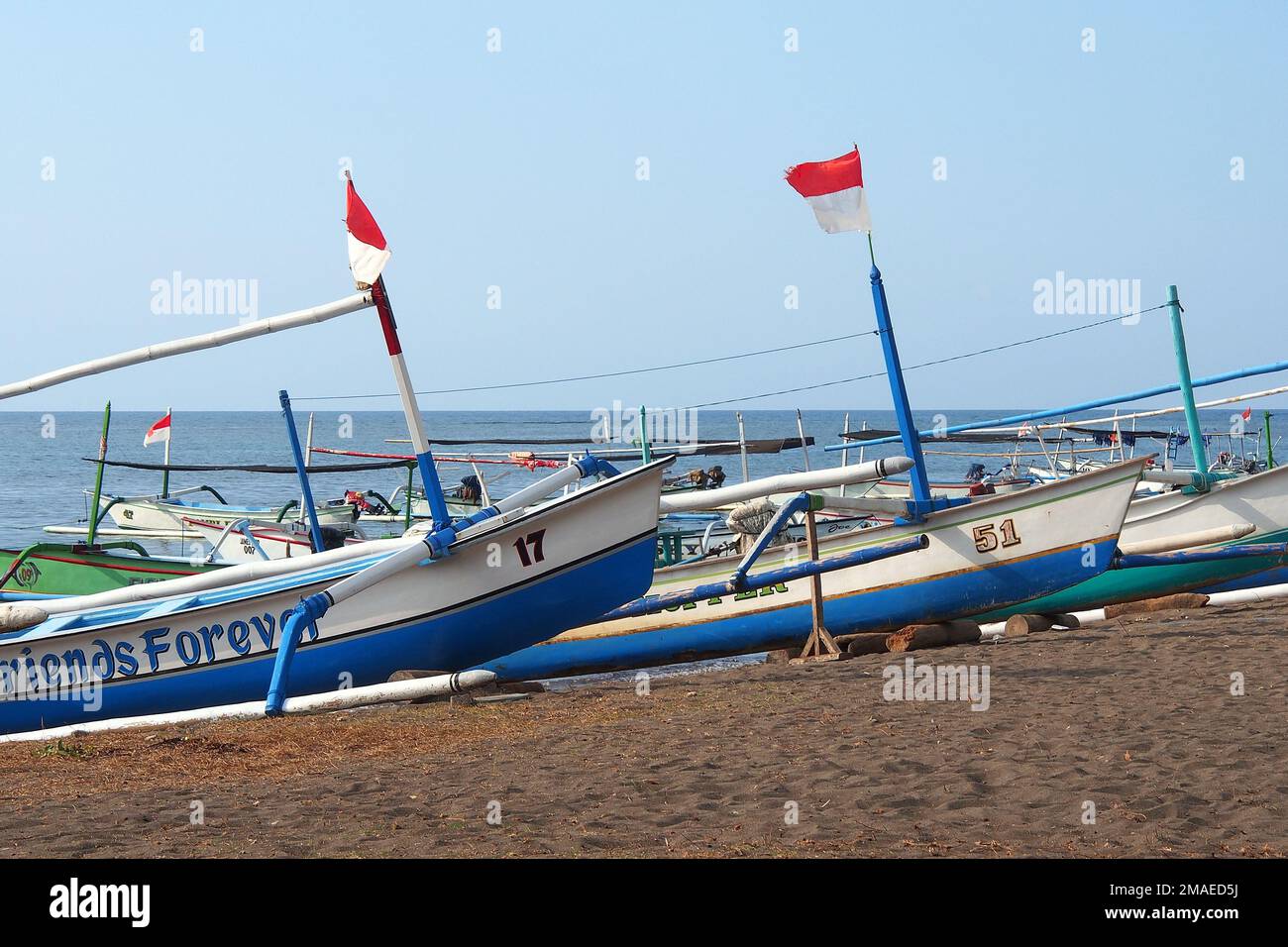 traditional Balinese boats, Lovina Beach, Buleleng Regency, Bali ...