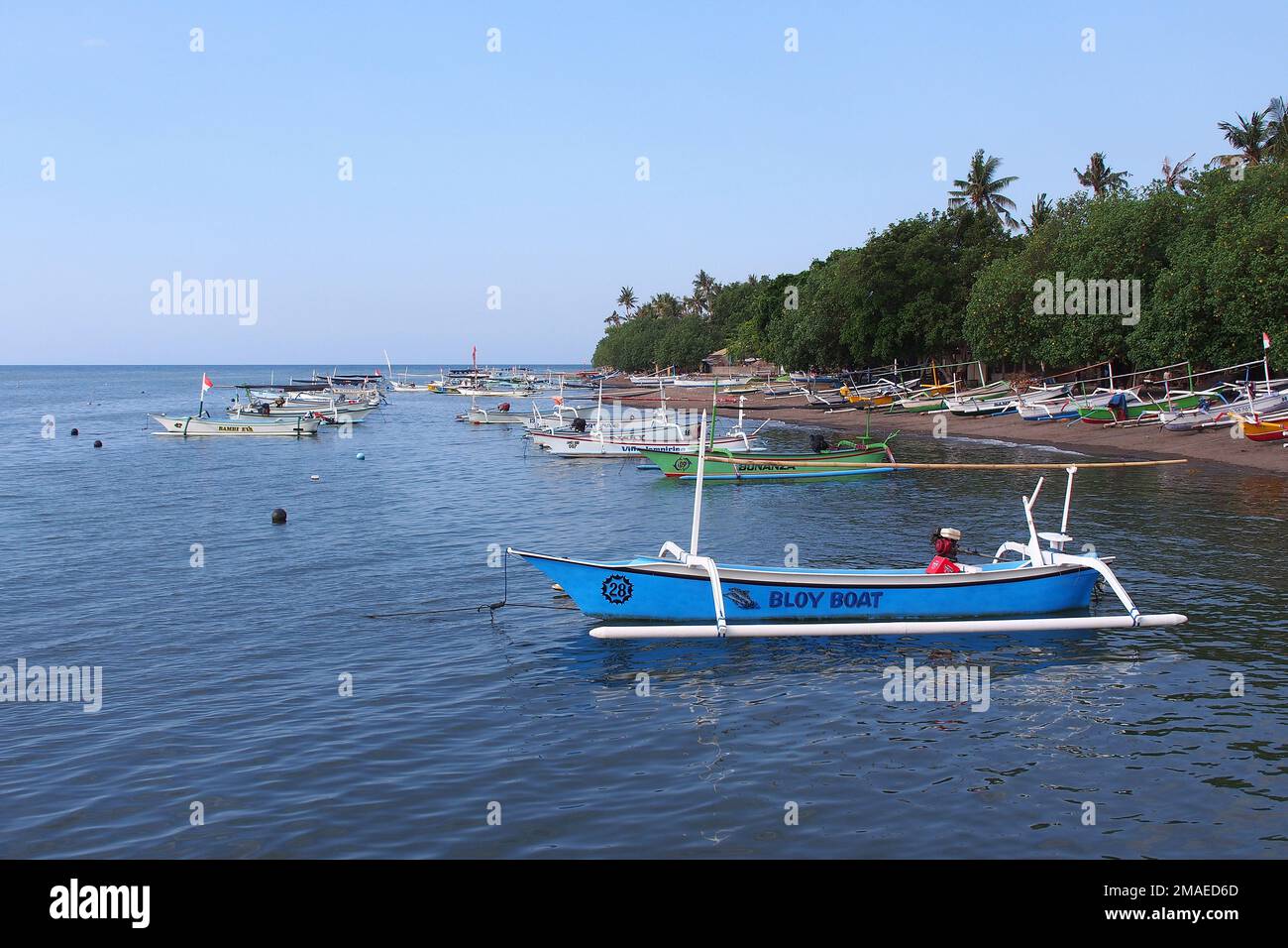 traditional Balinese boats, Lovina Beach, Buleleng Regency, Bali ...