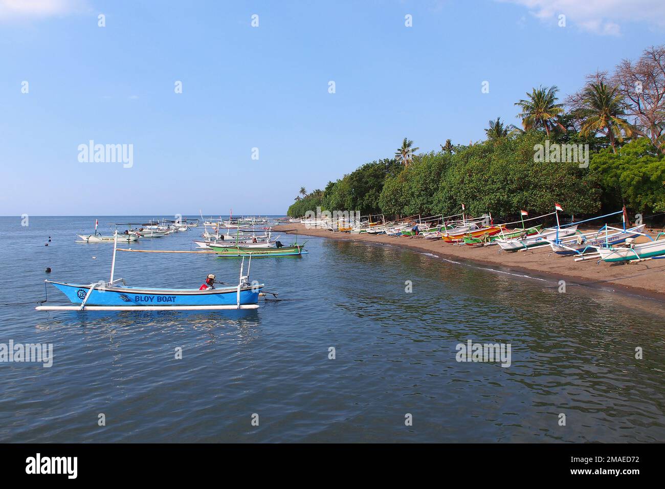 traditional Balinese boats, Lovina Beach, Buleleng Regency, Bali ...