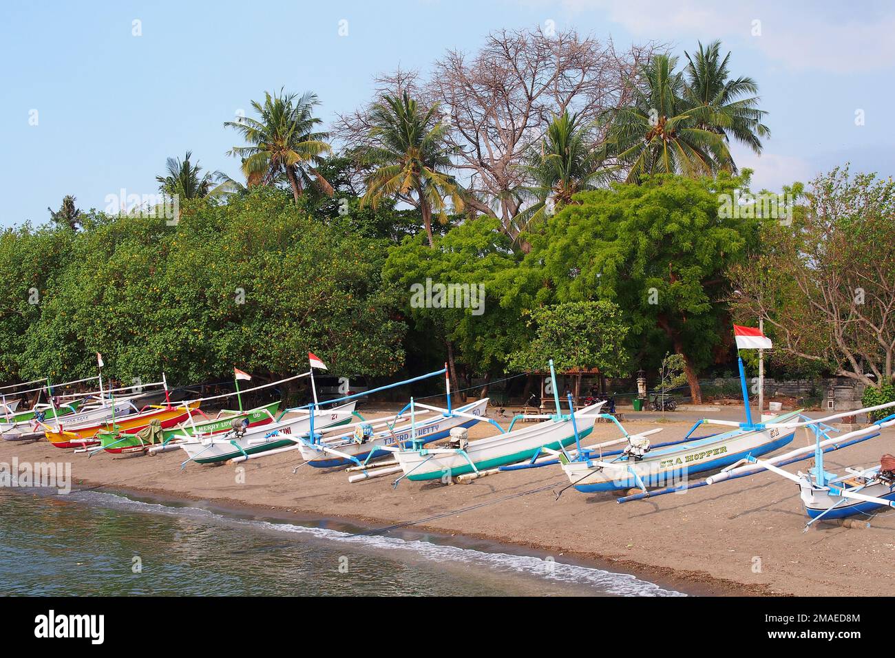 traditional Balinese boats, Lovina Beach, Buleleng Regency, Bali ...