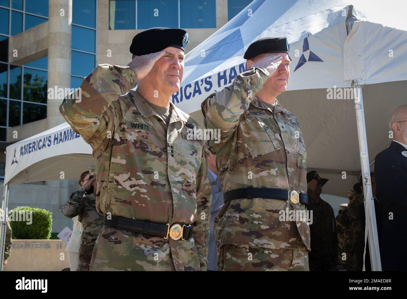 Lt. Gen. Robert Pat White (left), III Armored Corps Commanding General ...
