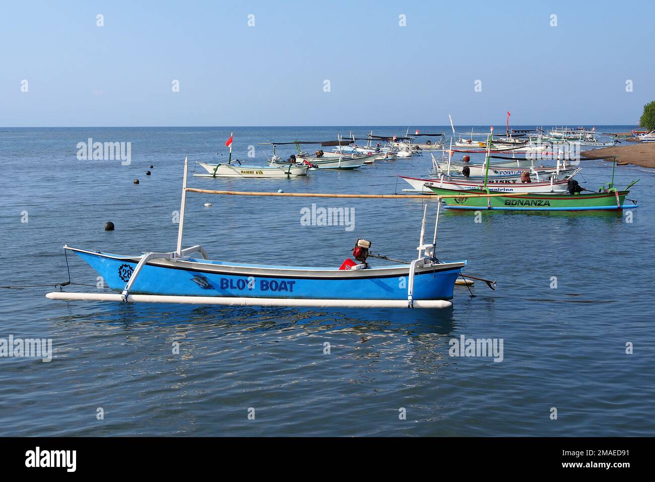 traditional Balinese boats, Lovina Beach, Buleleng Regency, Bali ...