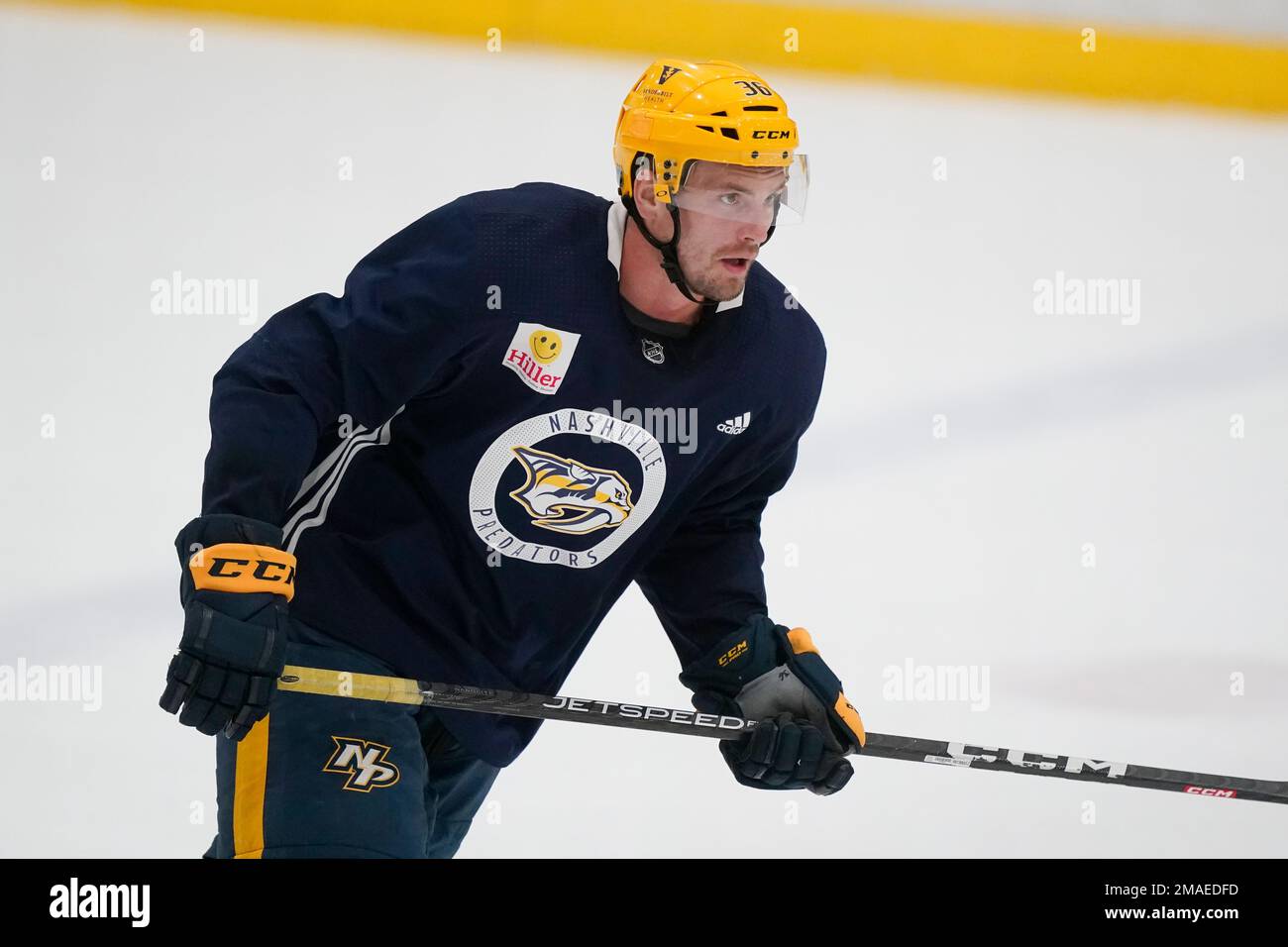 Nashville Predators' Cole Smith skates during NHL hockey training camp ...