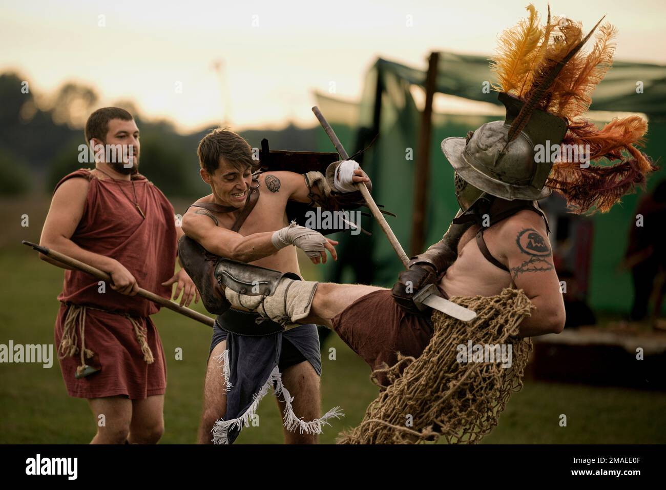Participants in the Romula Fest reenact Roman Empire era gladiator ...