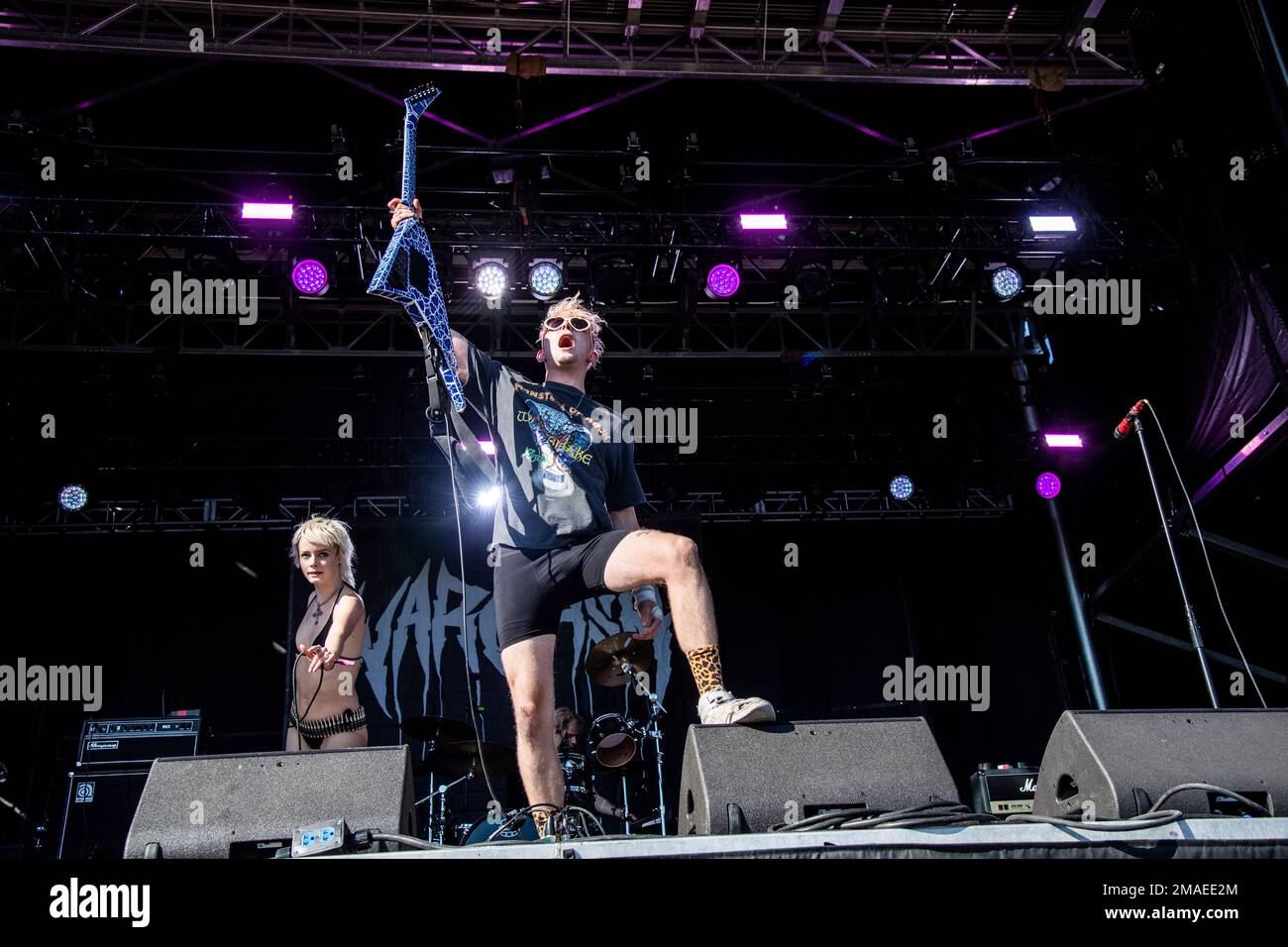 Milkie Way, left, and Sam Matlock of Wargasm perform at the Louder Than ...