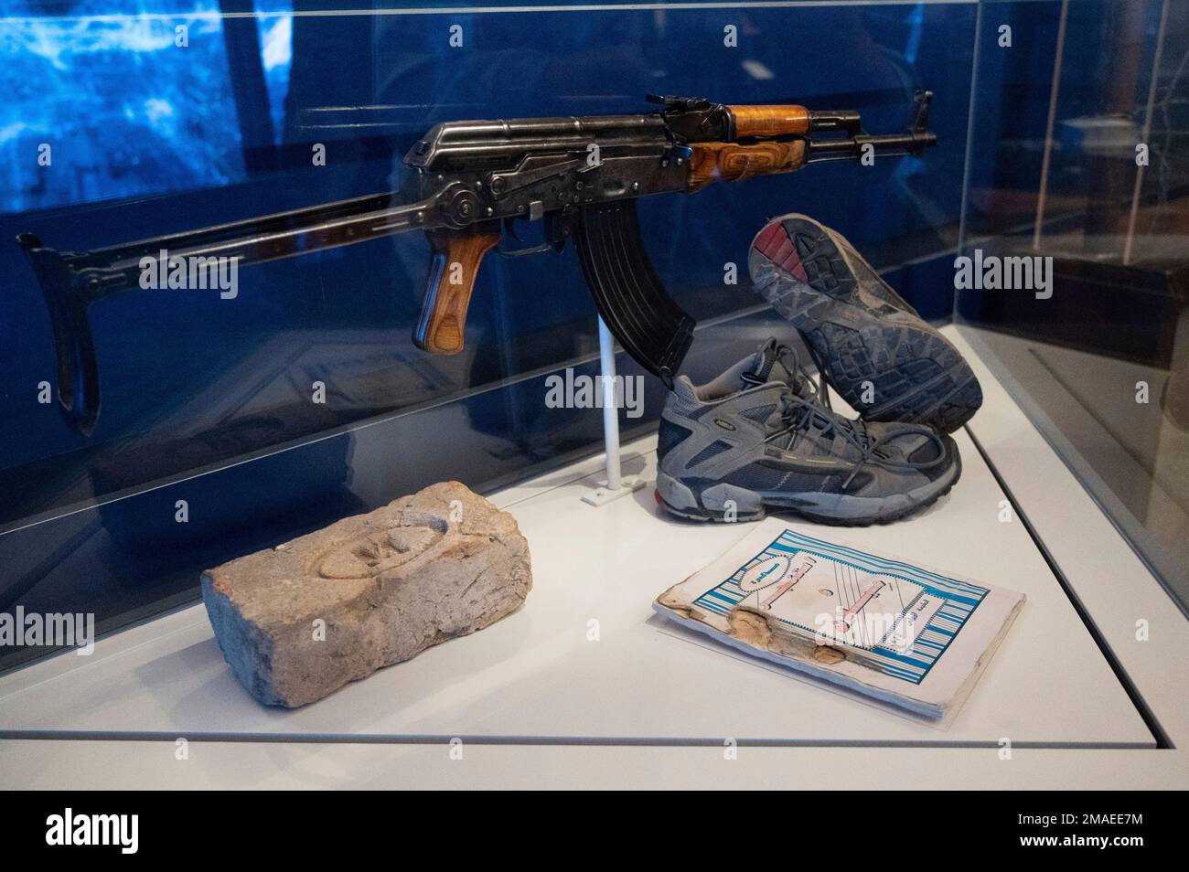 An AKM rifle that was found near the body of Usama Bin Laden during the ...