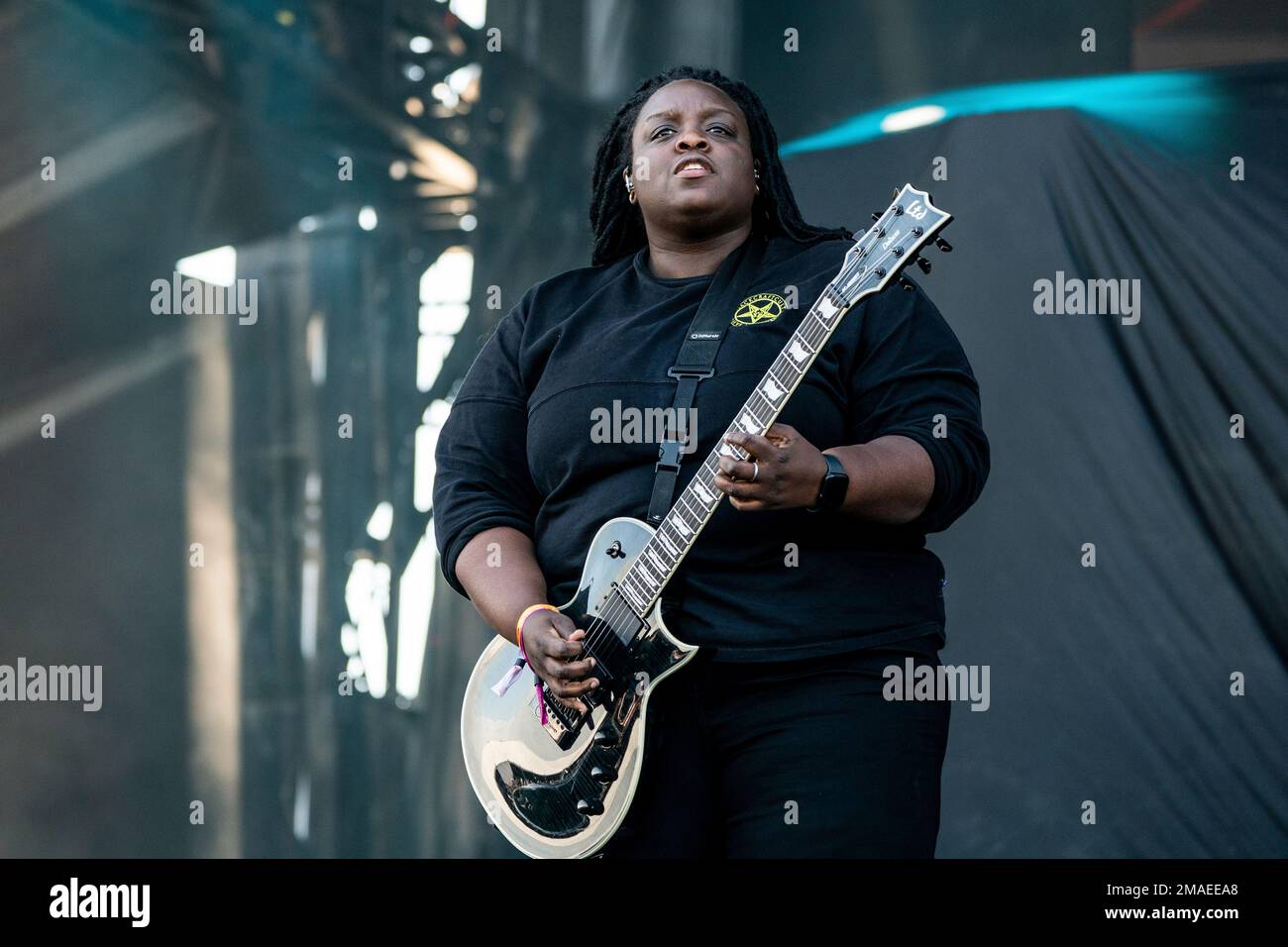 Diamond Rowe of Tetrarch performs at the Louder Than Life Music ...