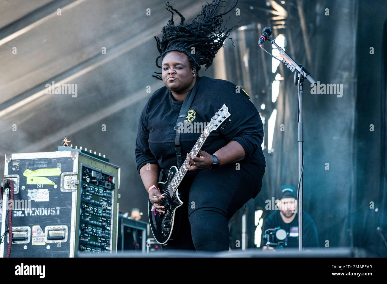 Diamond Rowe of Tetrarch performs at the Louder Than Life Music ...