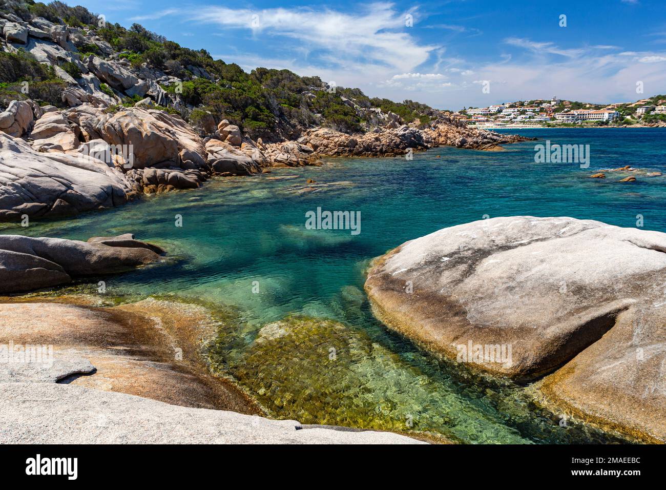 Mediterranean Shoreline View with Clear, Turquoise Ocean, Gentle Waves ...