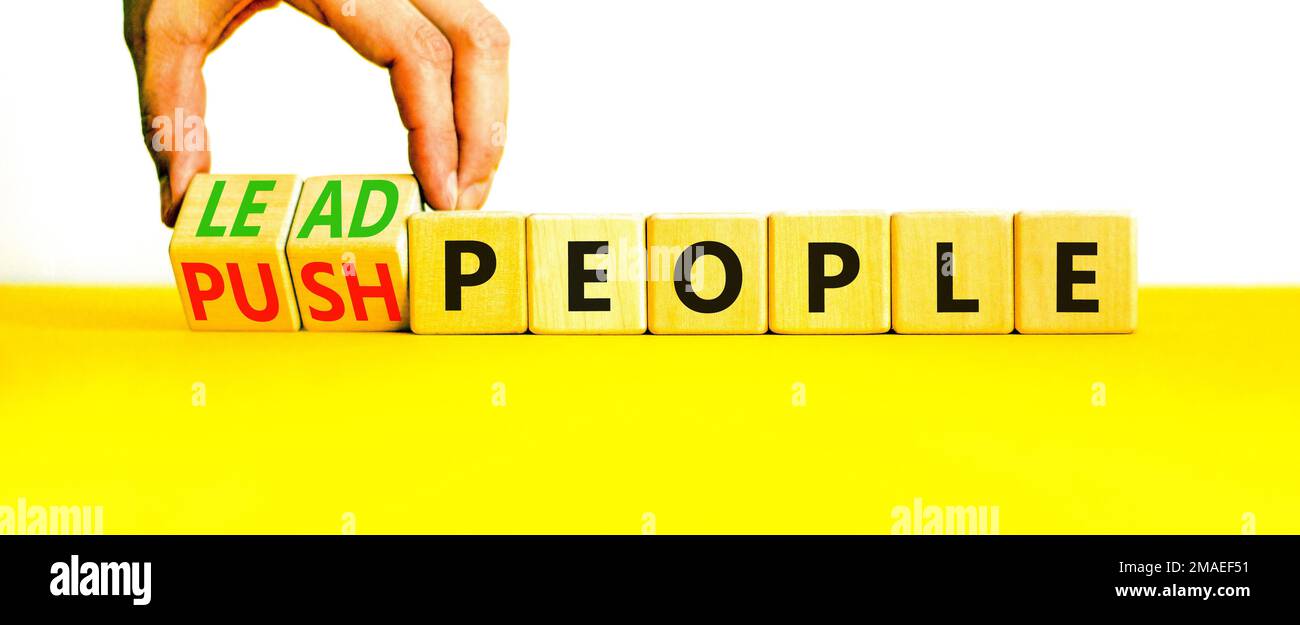 Lead or push people symbol. Concept word Lead people and Push people on ...